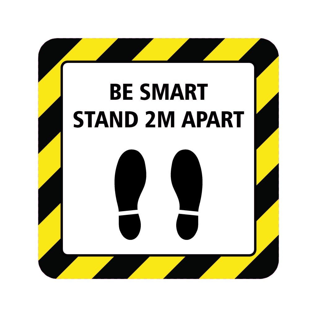 Be Smart Stand 2M Apart Floor Sticker | Covid 19 Social Distancing ...